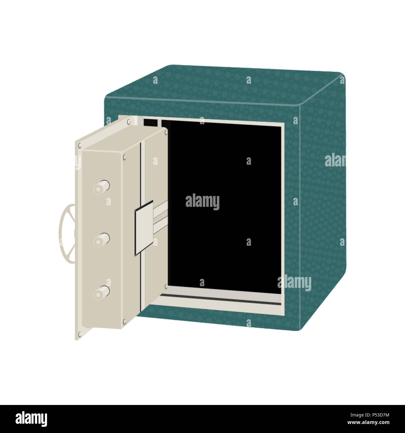 Metal safe with open door. Angle view. Flat vector Stock Vector Image ...