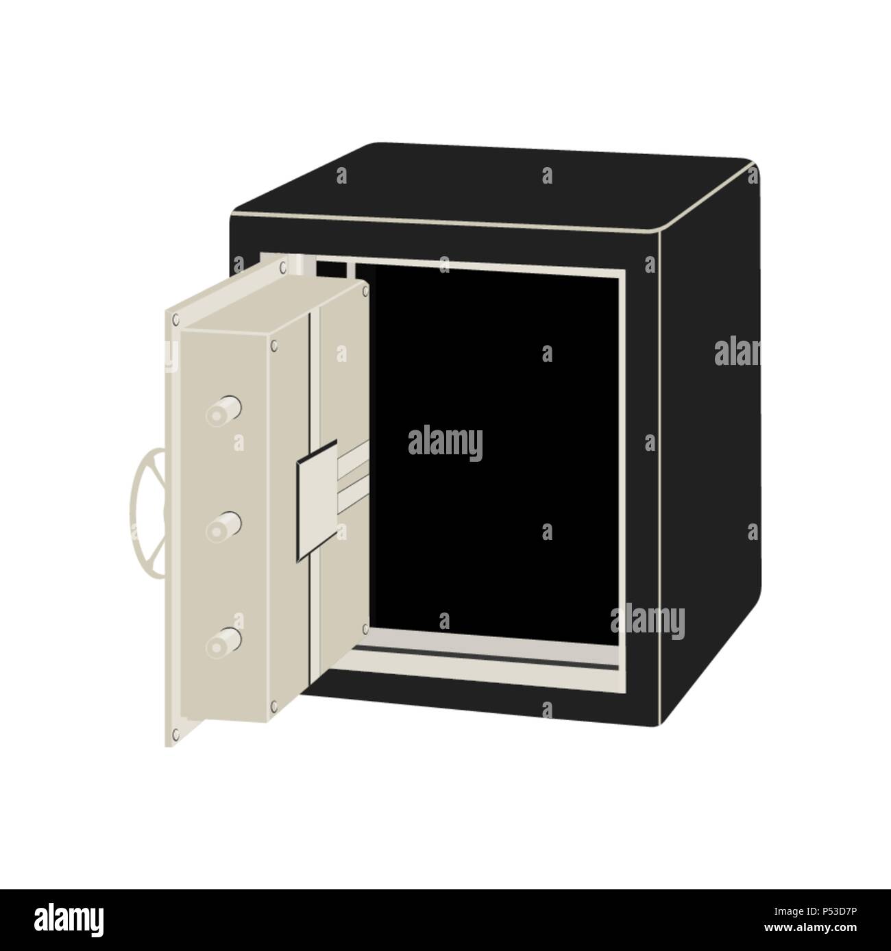 Metal safe with open door. Angle view. Flat vector Stock Vector Image ...