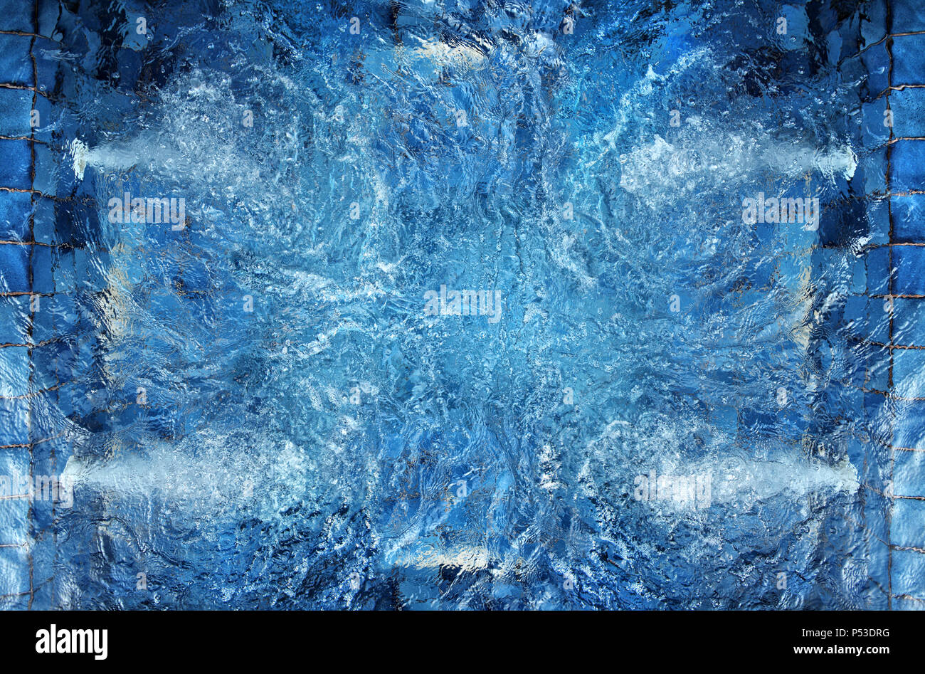 Elevated view of close up outdoor jacuzzi with clear clean water Stock ...