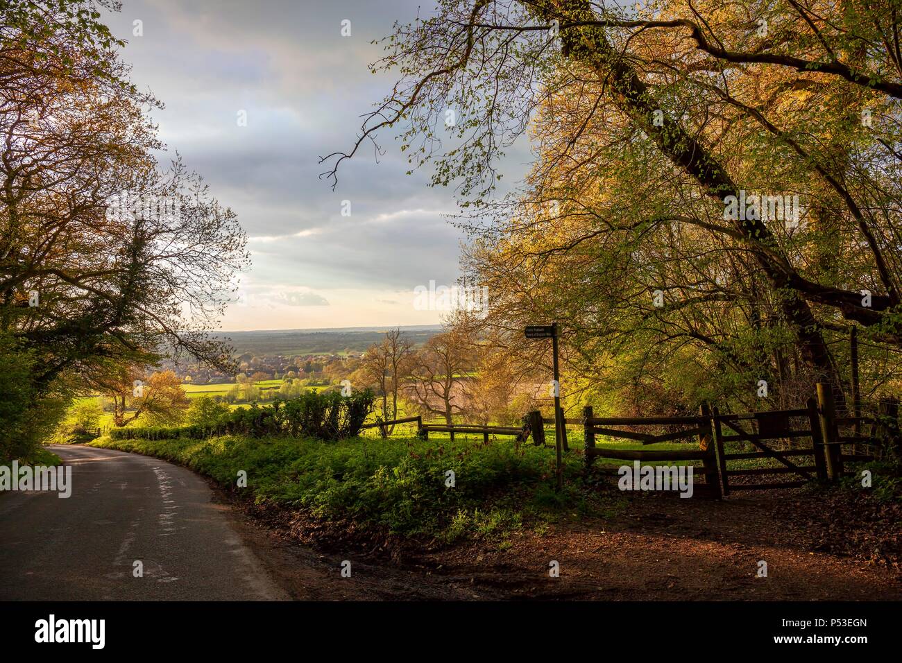 Cotswolds countryside with stile, Gloucestershire, England Stock Photo ...