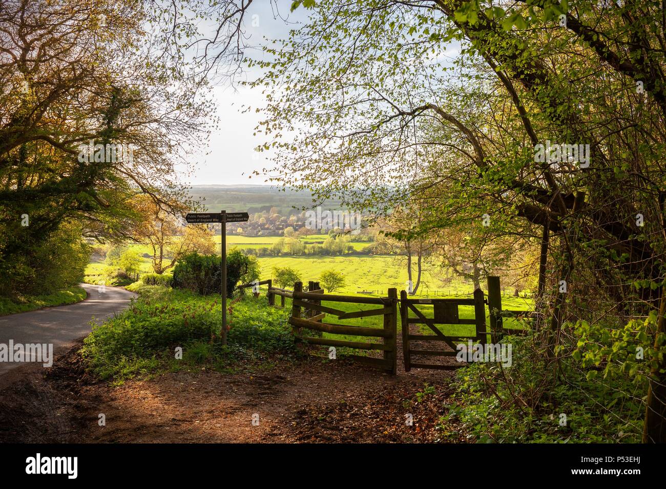Cotswolds countryside with stile, Gloucestershire, England Stock Photo ...