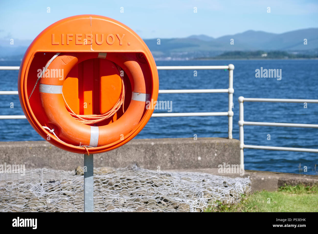 Lifebuoy orange ring water life safety coast sea ocean save danger ...