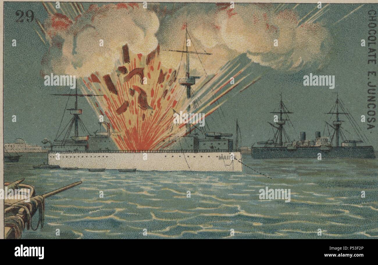 Guerra de Cuba (1896-1898). Voladura del Maine en el puerto de La ...