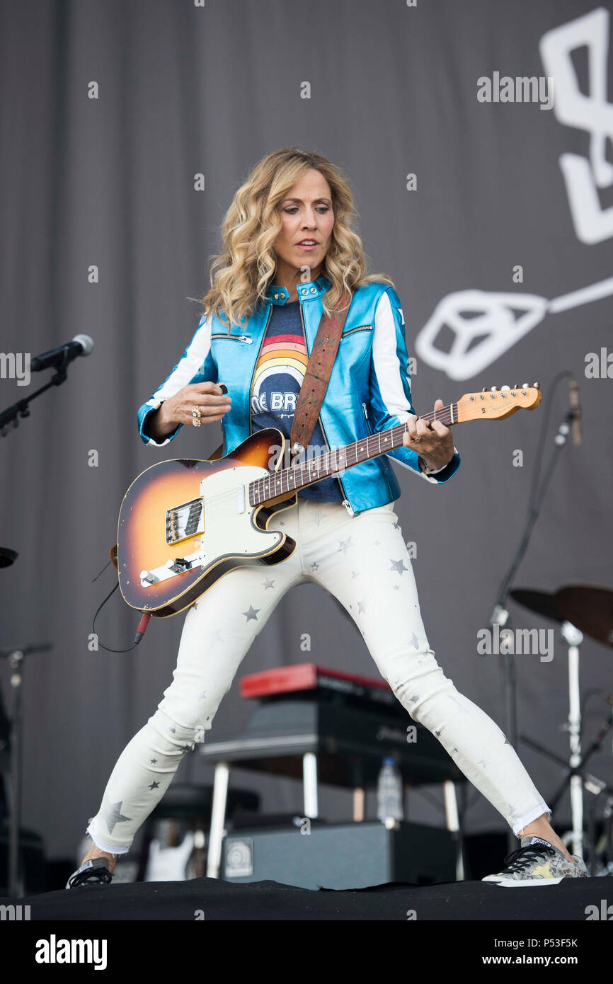 Sheryl Crow performs on stage during the Isle of Wight festival at ...
