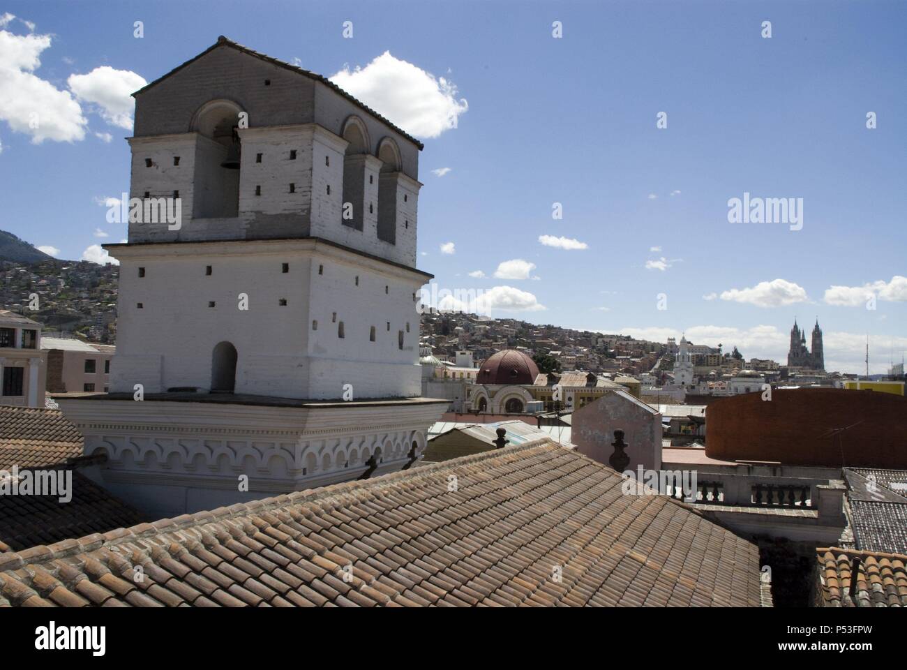 Ecuador.Quito.Cityscape of the Historical center.Quito roofs Stock ...