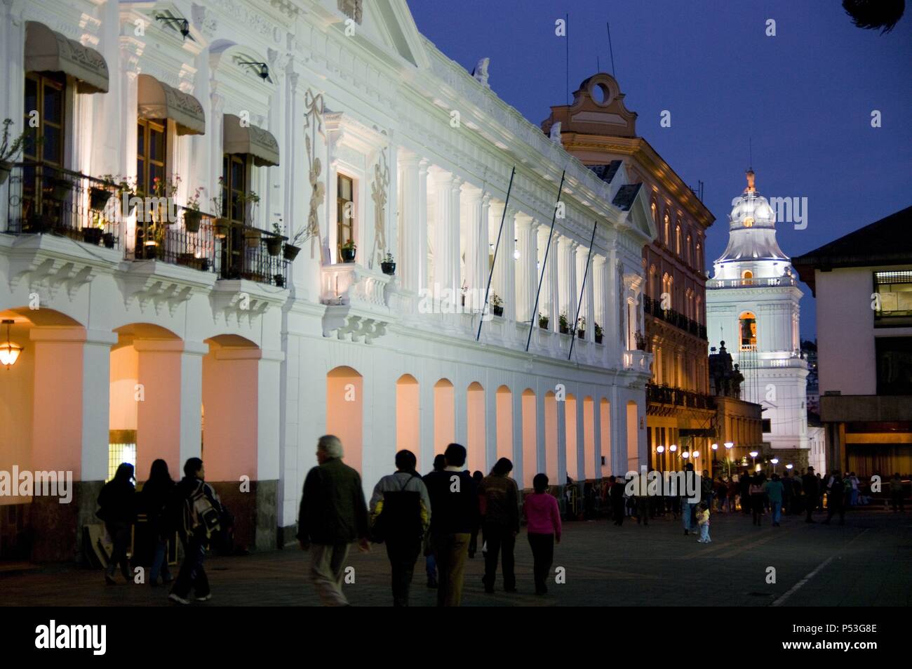 Ecuador.Quito.Historical center.Colonial architecture. Plaza Grande ...
