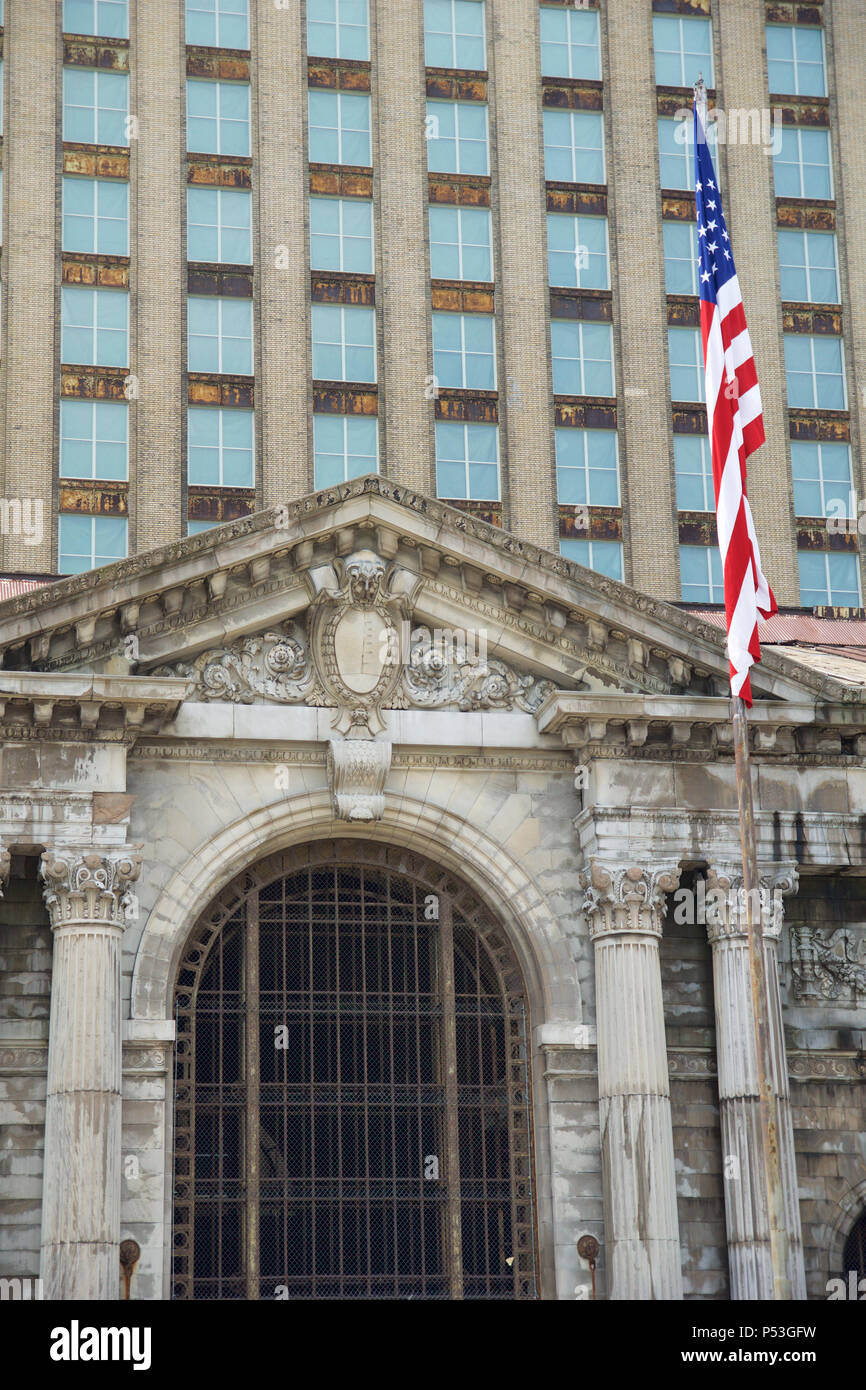 DETROIT, MICHIGAN, UNITED STATES - MAY 5th 2018: A view of the old ...