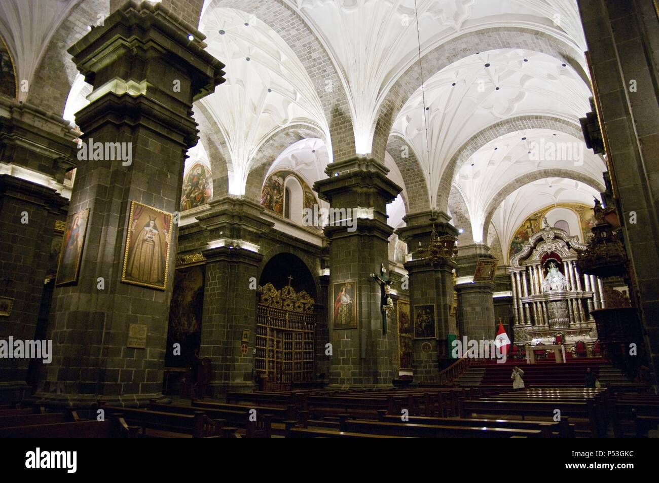 Peru. Cusco city. Interior of The Cathedral Stock Photo - Alamy