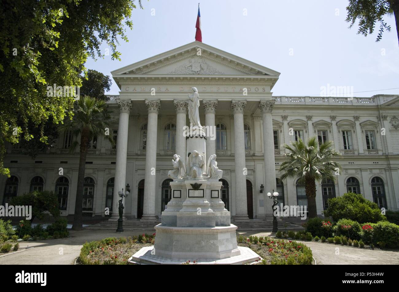 Santiago de Chile city. Building of old National Congress Stock Photo ...