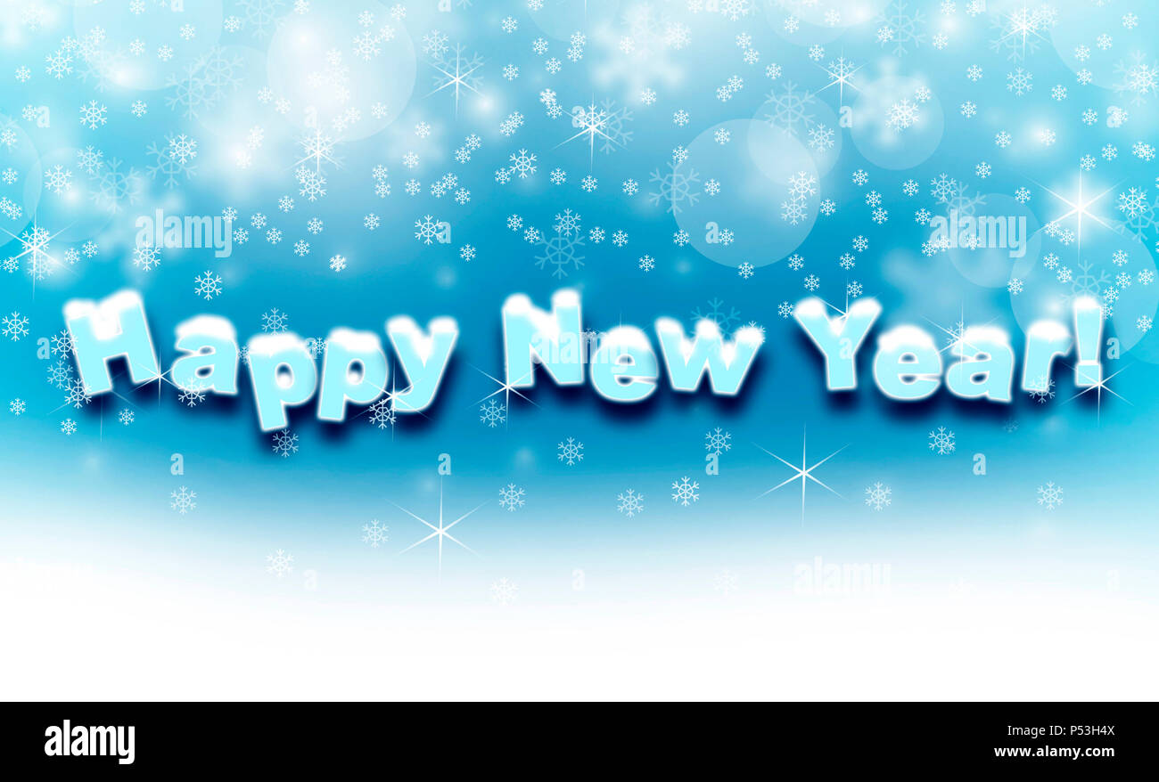Blue poster snowflakes text hi-res stock photography and images - Alamy