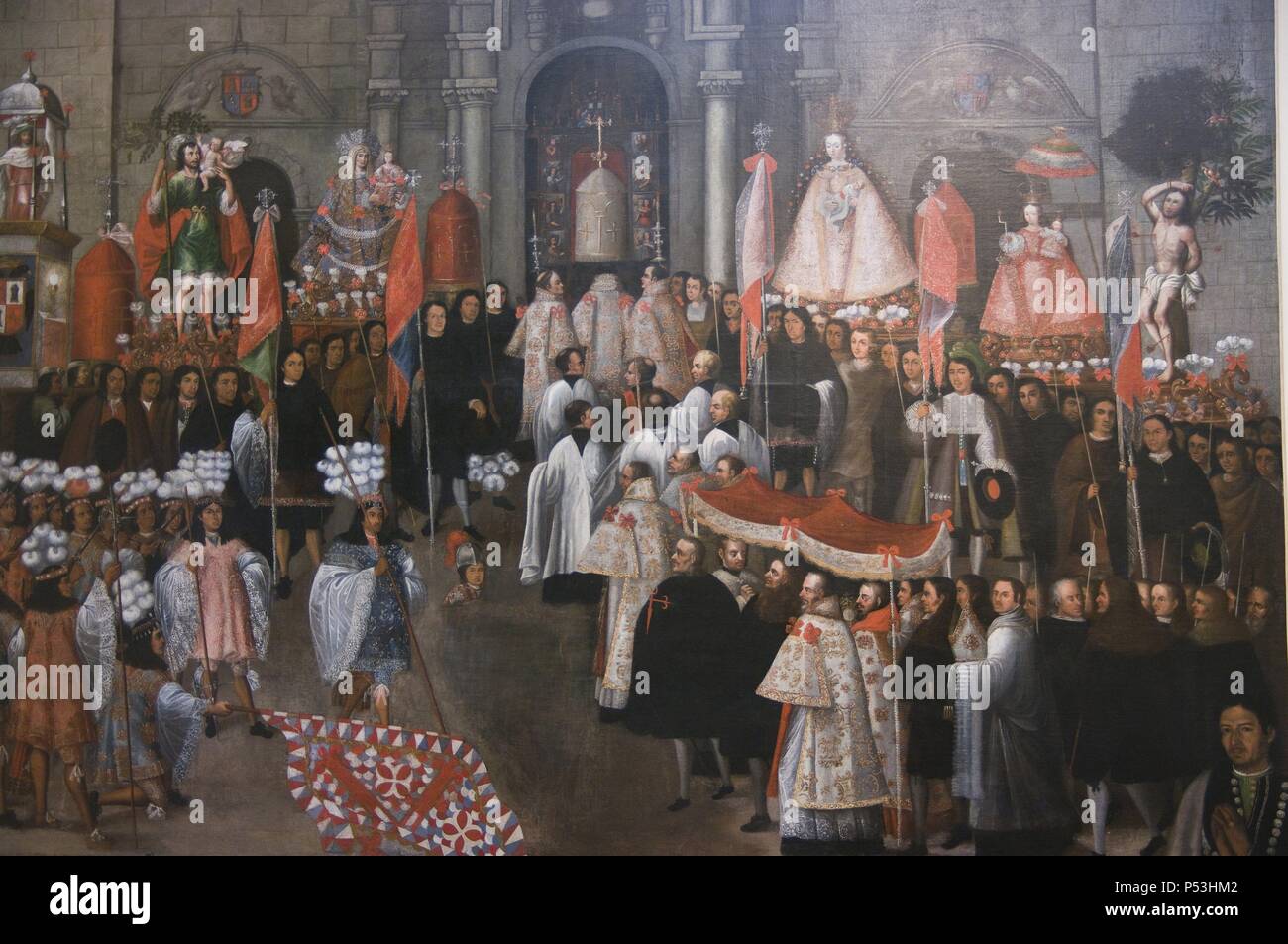 Peru. Cusco city. The Archbishop Palace. Paintings of Cuzco School ...