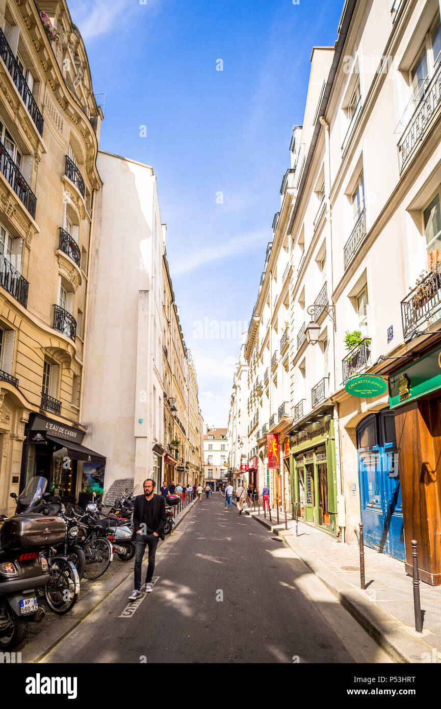 The beautiful streets of the Marais area in Paris, France Stock Photo ...