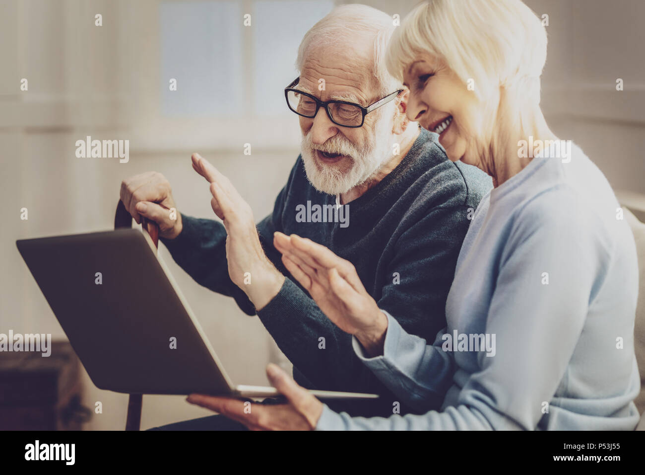 Happy elderly people enjoying modern technology Stock Photo - Alamy