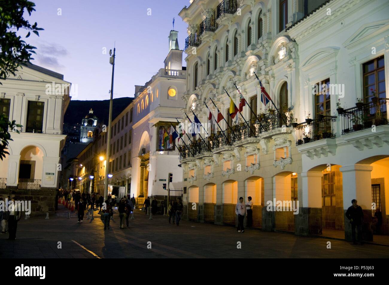 Ecuador.Quito.Historical center.Colonial architecture. Plaza Grande ...
