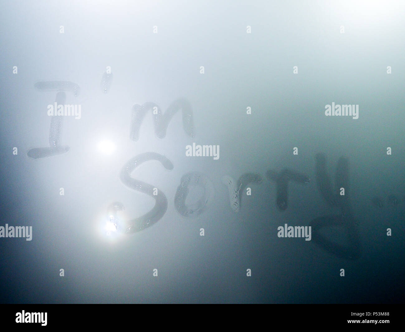 Word sorry on the mirrior, Abstract blurred Love heart symbol drawing ...