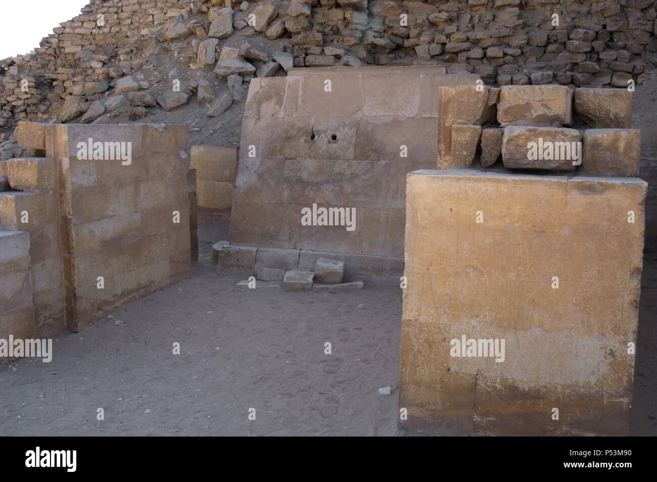 Egypt. Saqqara. Djoser's complex. The serdab, a small enclosed chamber ...