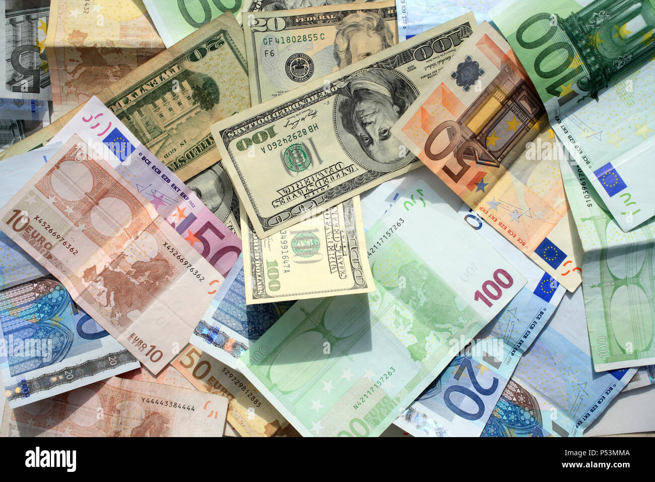 an image of Euro and dollar background Stock Photo - Alamy