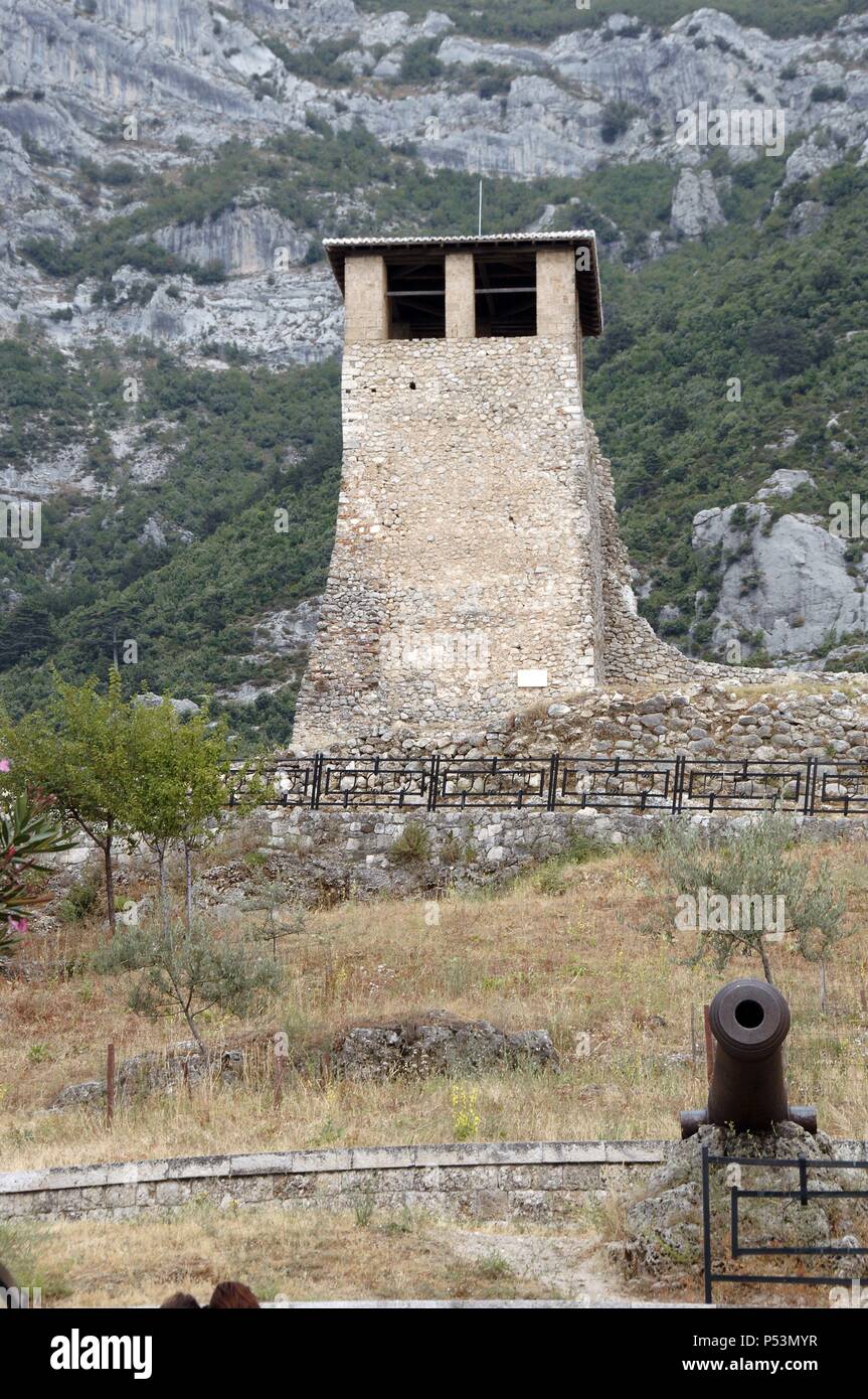 Albania. Kruje. Kruje castle. Ruins. Watchtower Stock Photo - Alamy