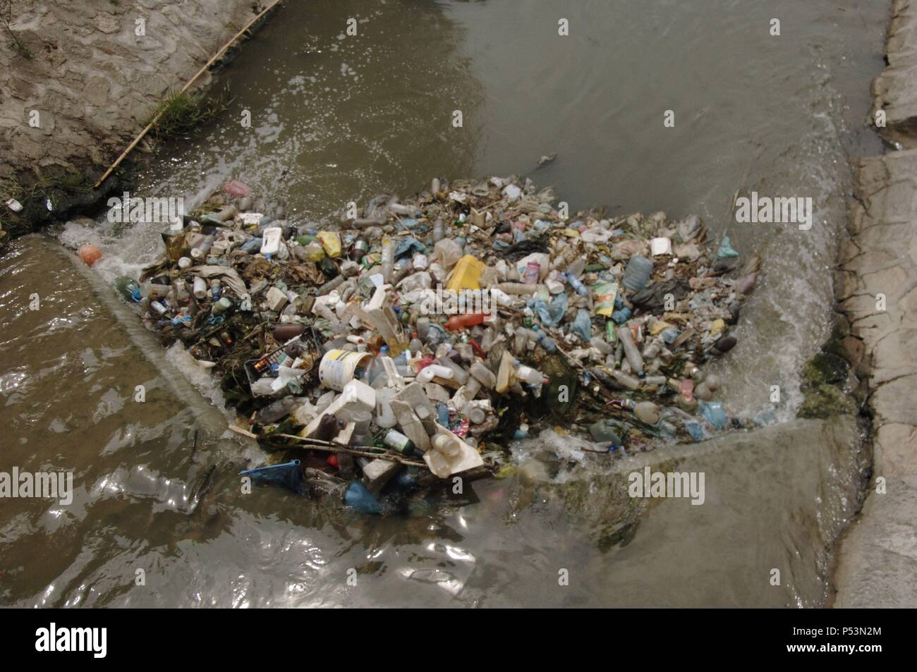 Contamination. Garbage. Lana river. Tirana. Albania Stock Photo - Alamy