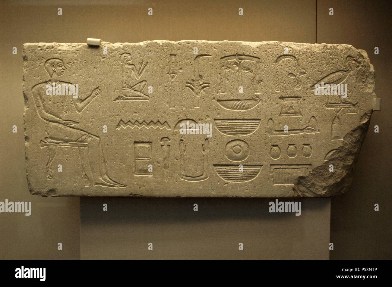 Hieroglyphic writing on a limestone tombstone of the Kaitep's tomb ...