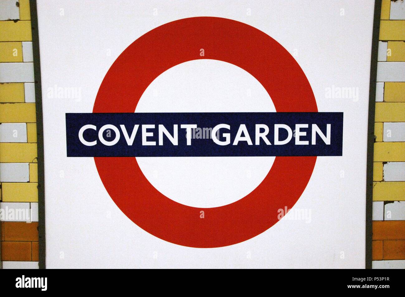United Kingdom. England. London. Underground. Roundel of Covent Garden ...