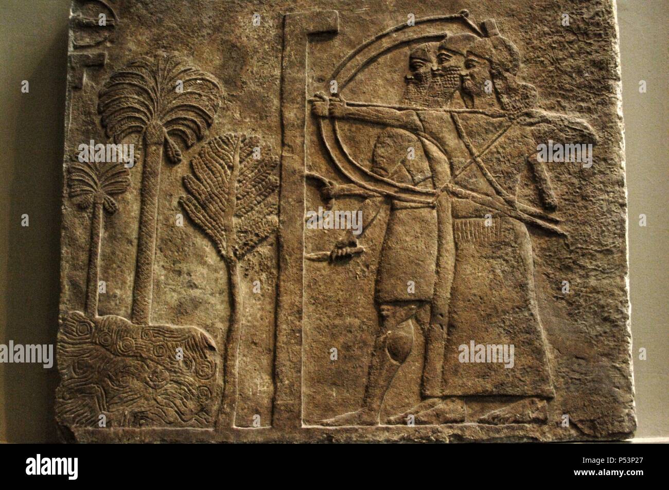 Relief depicting a siege of a city. 728 BC. Central Palace. Nimrud ...