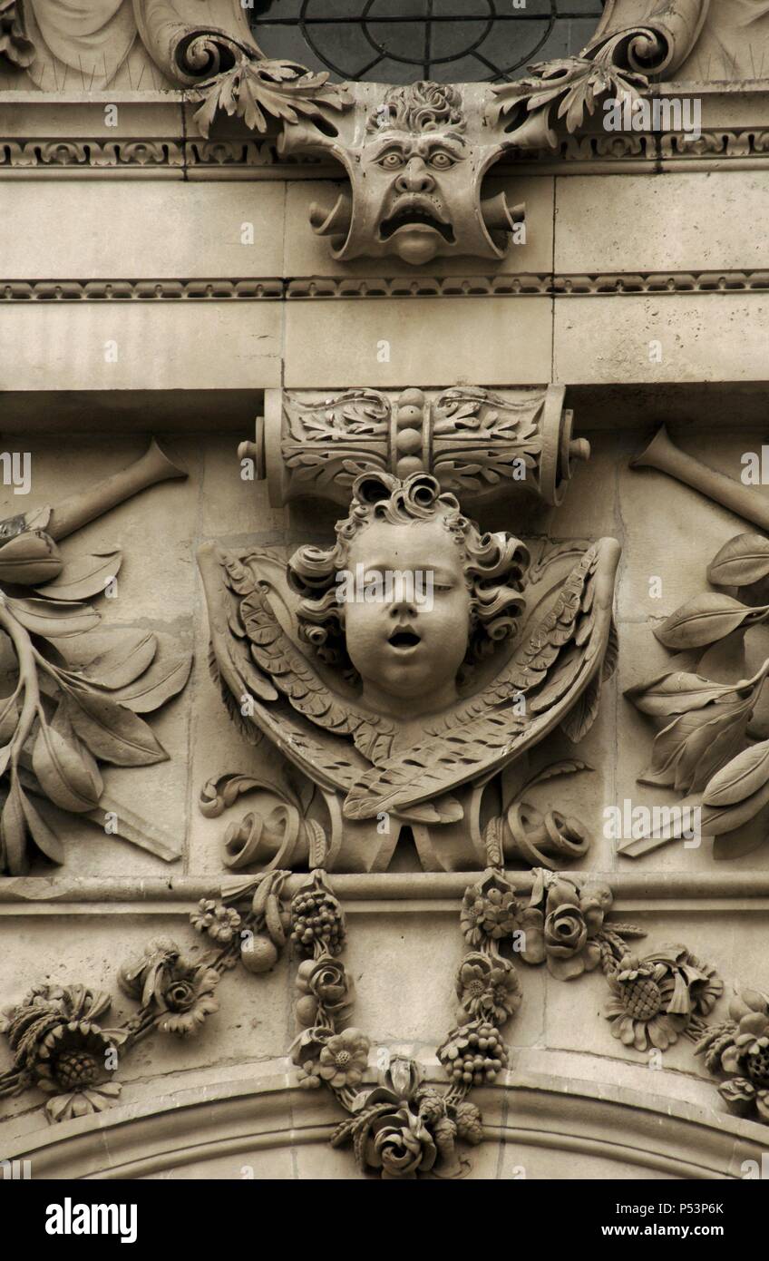 Cupid. Relief on the facade of the of St. Paul's Cathedral. London ...