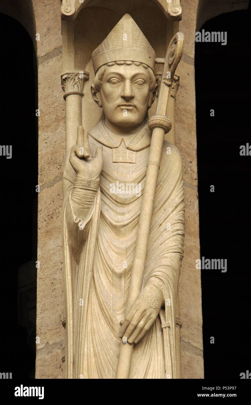 Gothic Art. France. Notre Dame. Saint Marcel on trumeau. Portal of St ...