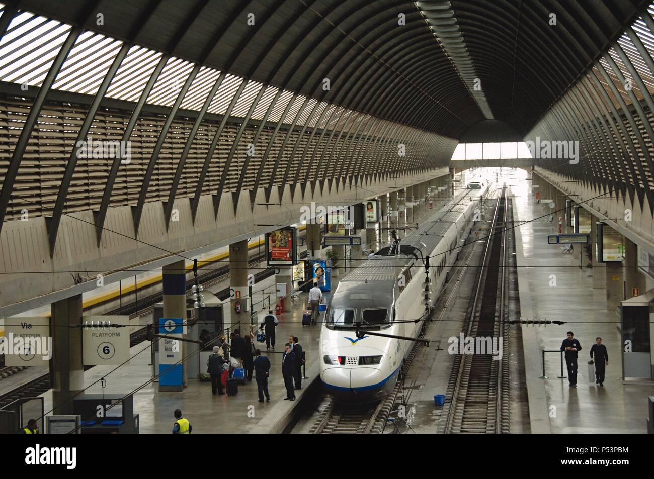 Spanish High Speed Train (AVE) in the Santa Justa train station ...