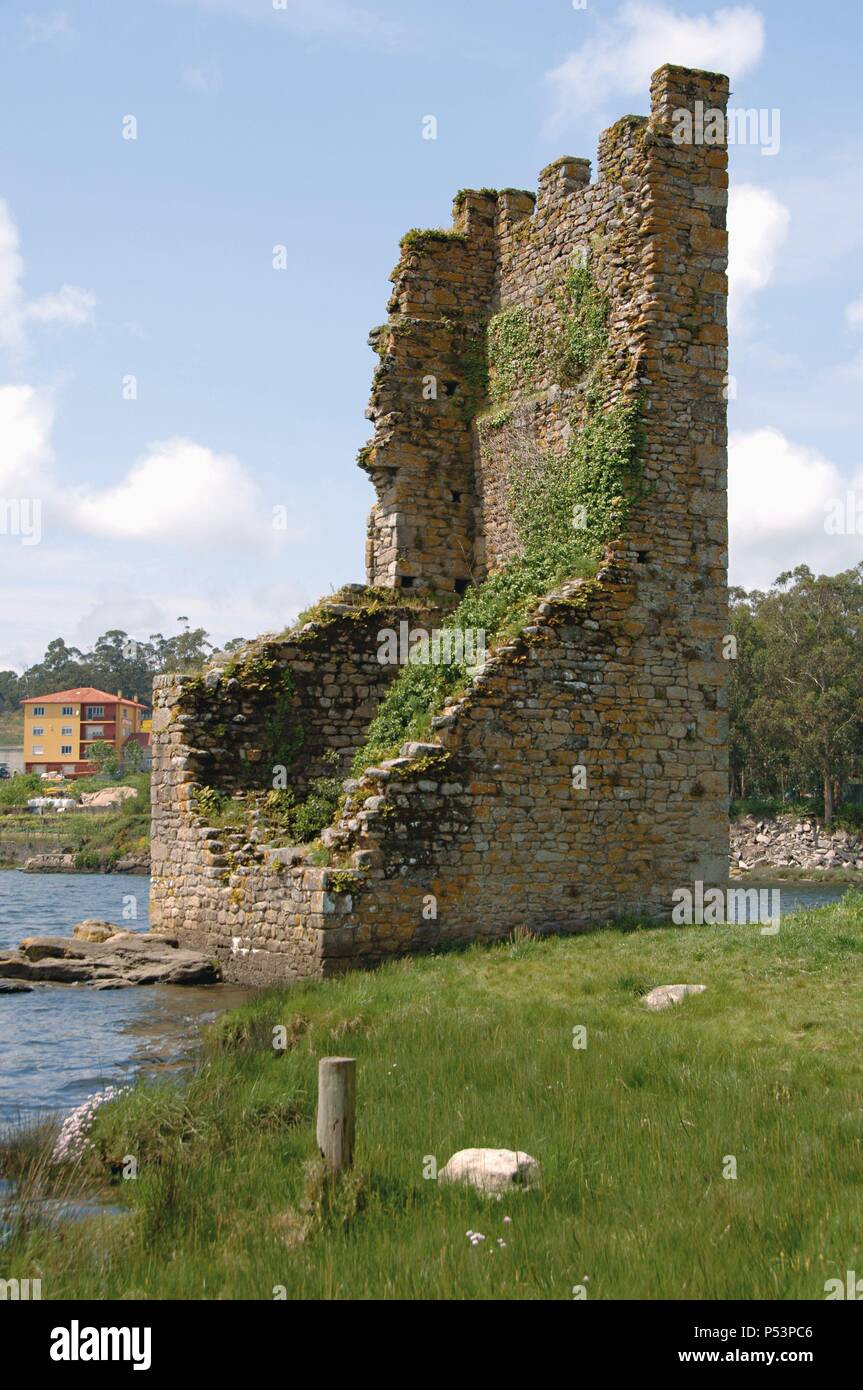 Spain. Galicia. Catoira. Torres do Oeste castle, built in 9th century ...