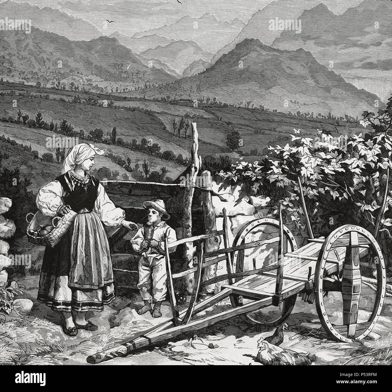 Spain. Northern peasants. Engraving in "The Spanish and American ...