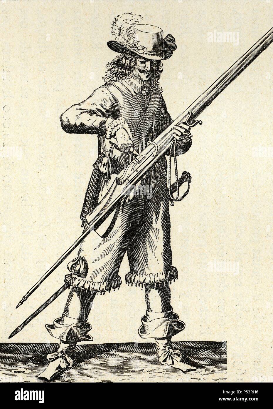 France. Army of the 18th century. Musketeer of the Infantry of Louis ...