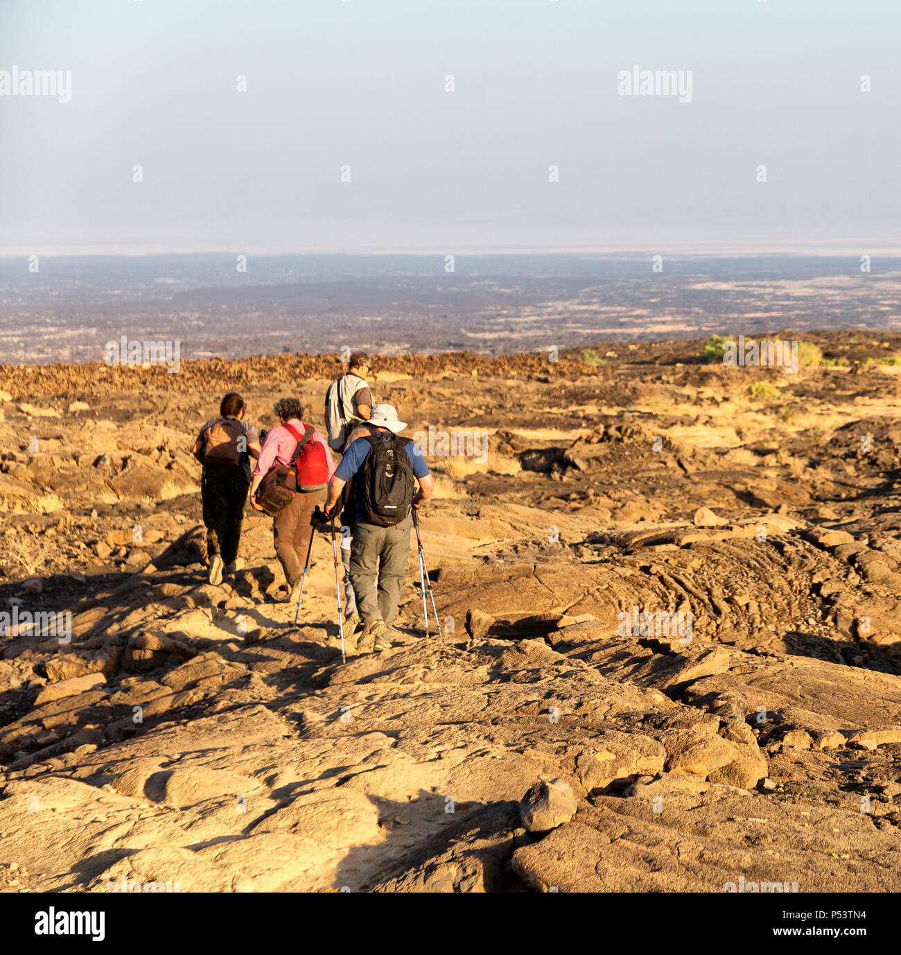 in danakil ethiopia africa the old backpacker people walking in the ...