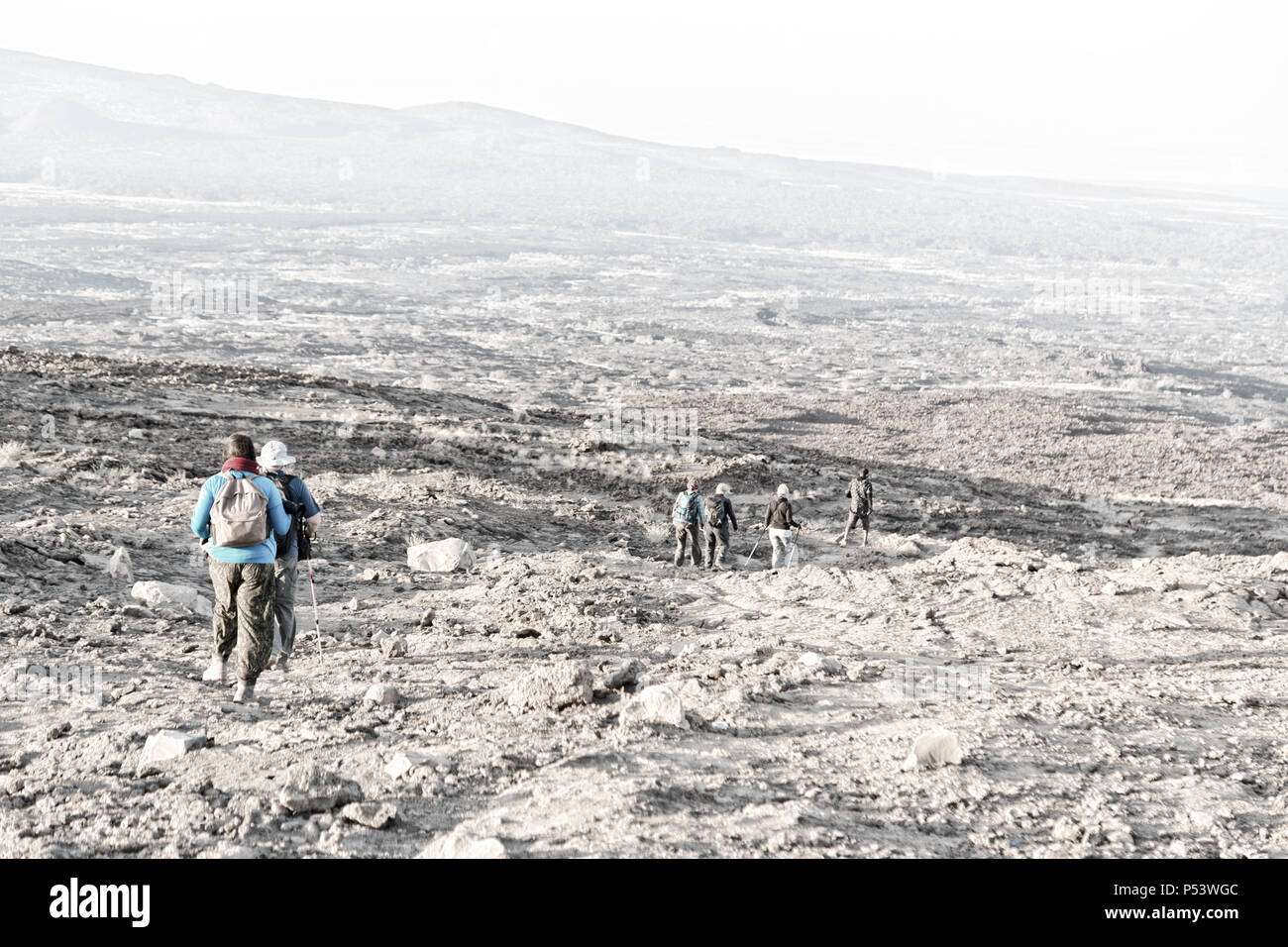 in danakil ethiopia africa the old backpacker people walking in the ...