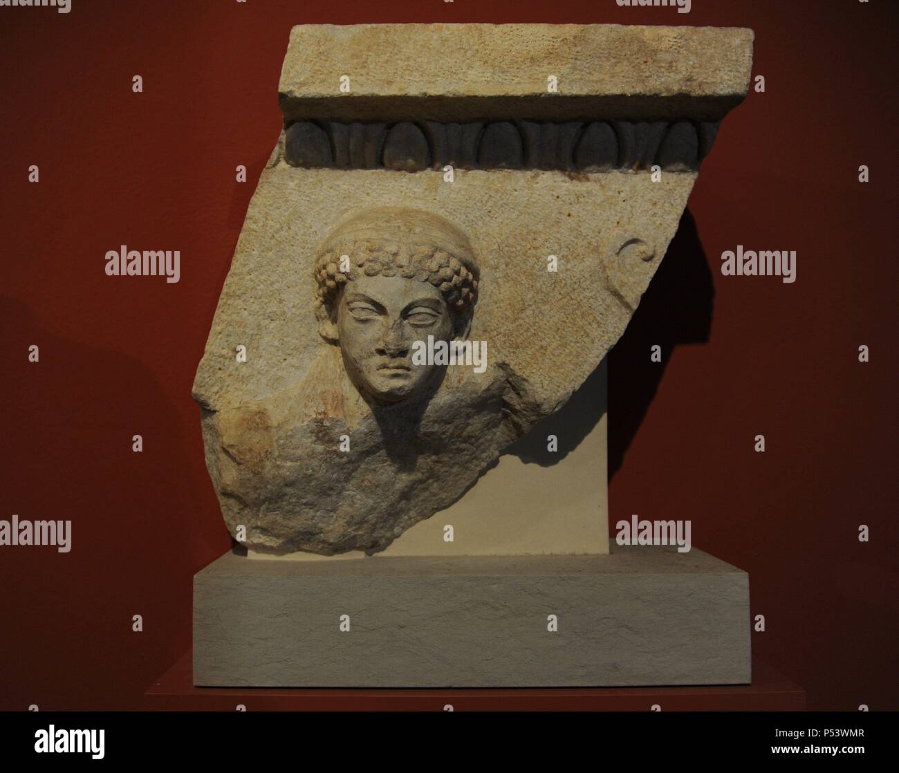 Fragment of the coffered ceiling slab of the porch with relief ...