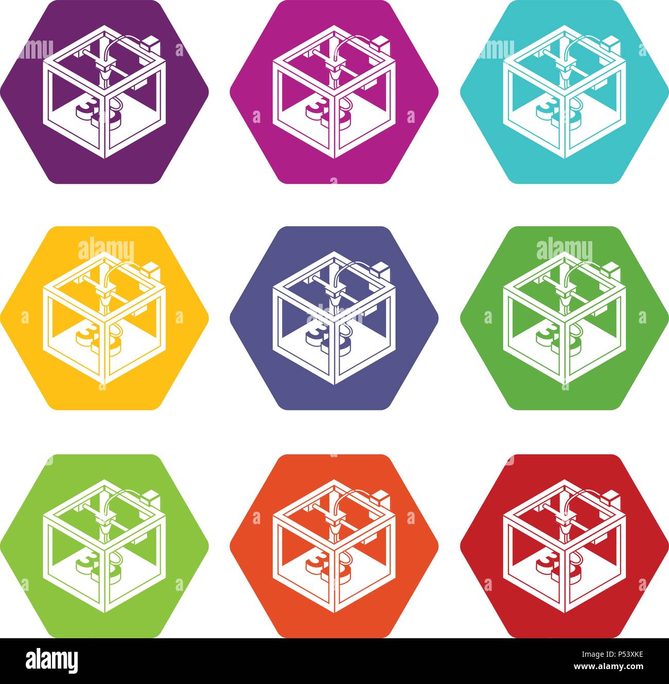 Three d printer icons set 9 vector Stock Vector Image & Art - Alamy