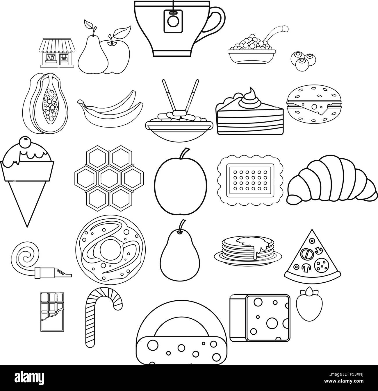 Delicious icons set, outline style Stock Vector Image & Art - Alamy