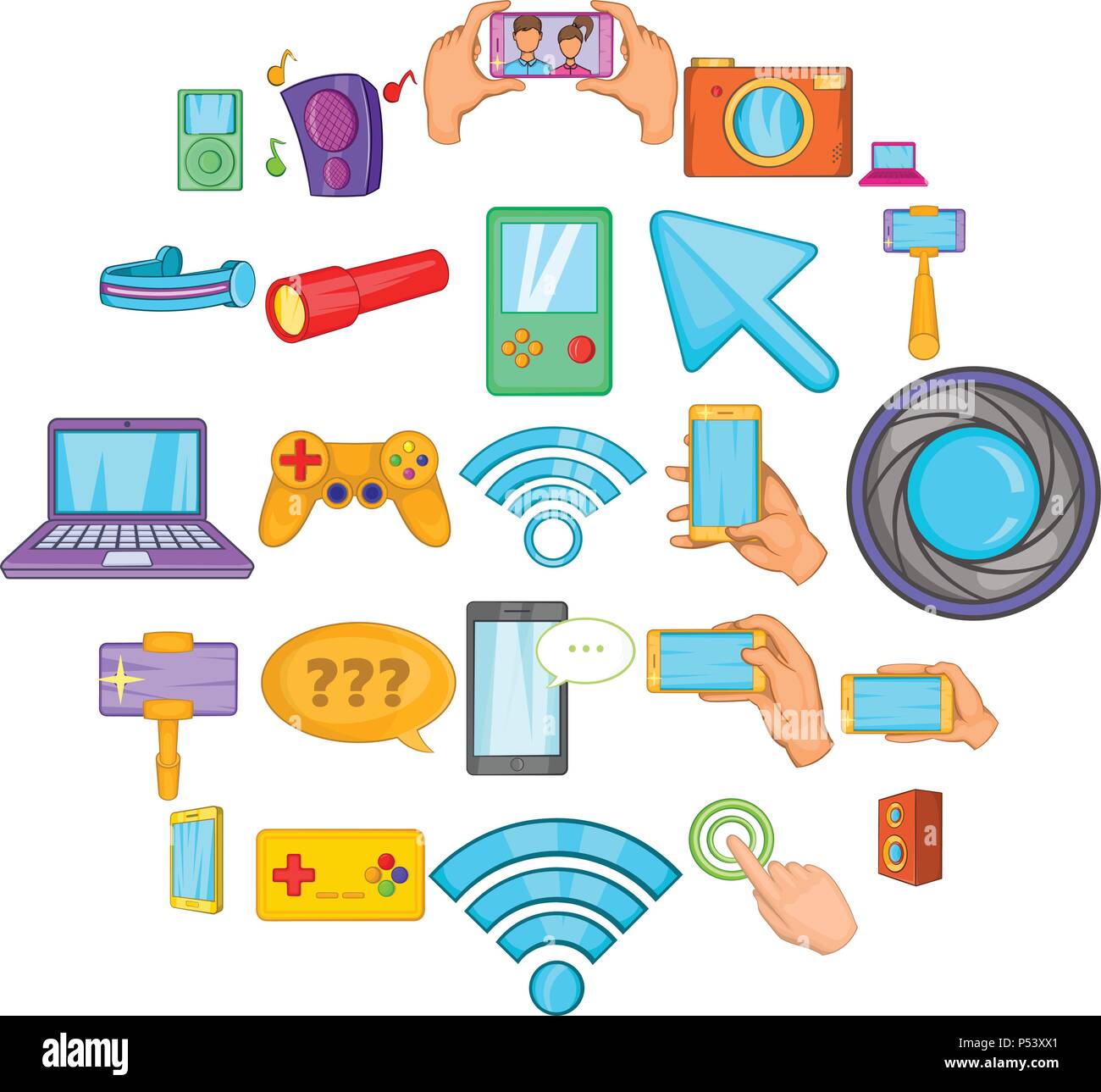 Mobile phone icons set, cartoon style Stock Vector Image & Art - Alamy