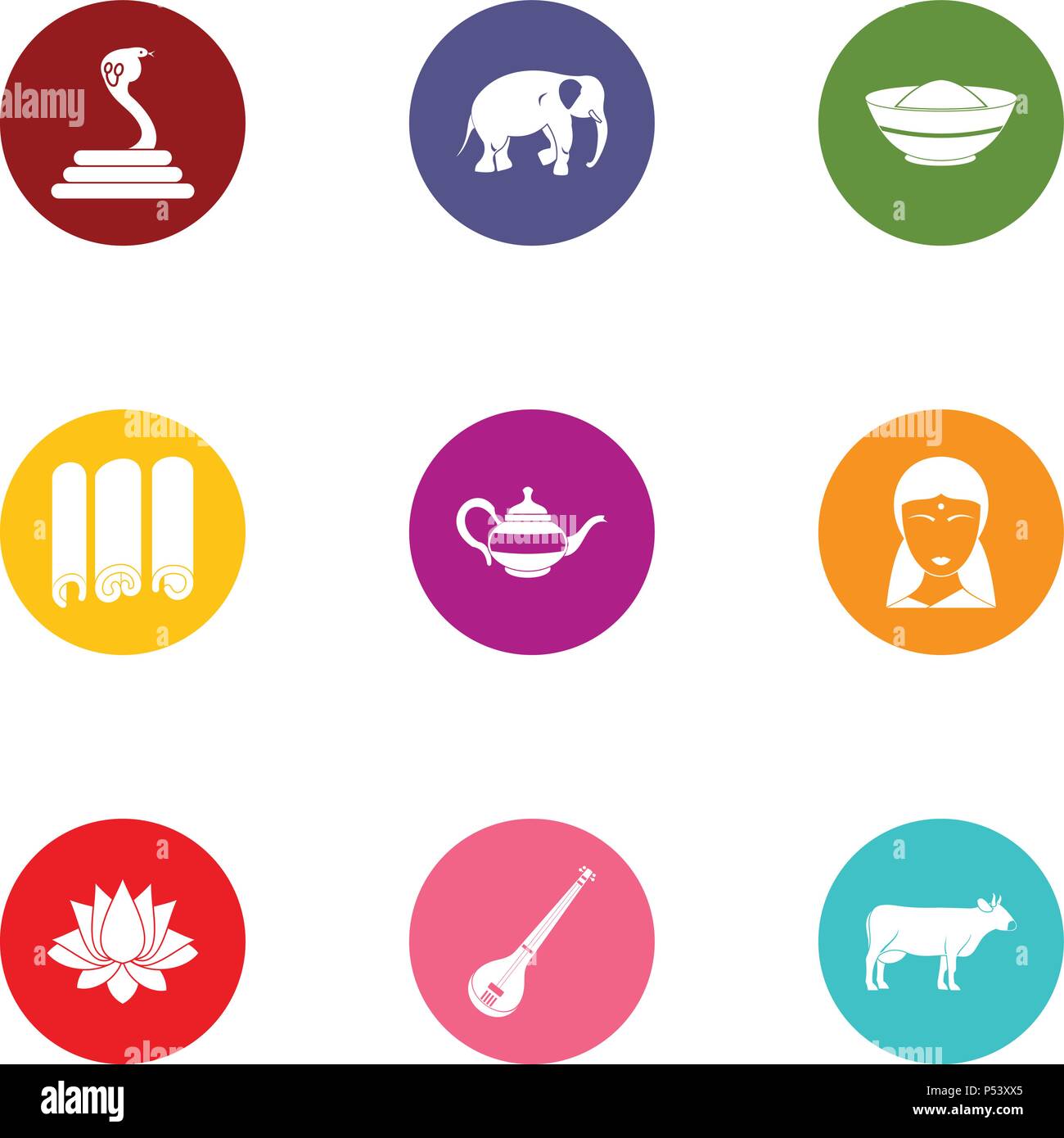Orientalist icons set, flat style Stock Vector Image & Art - Alamy