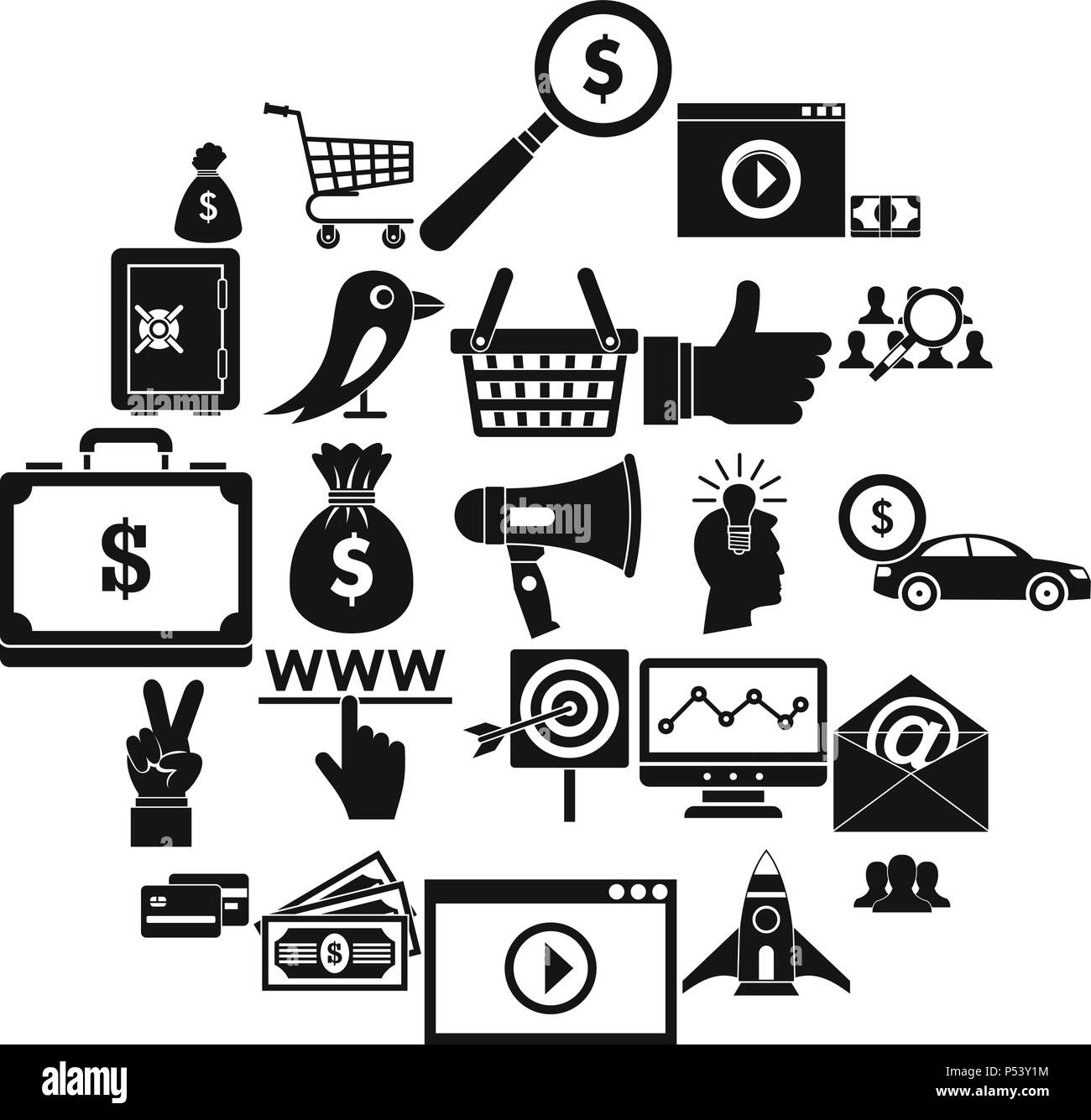 Digital success icons set, simple style Stock Vector Image & Art - Alamy