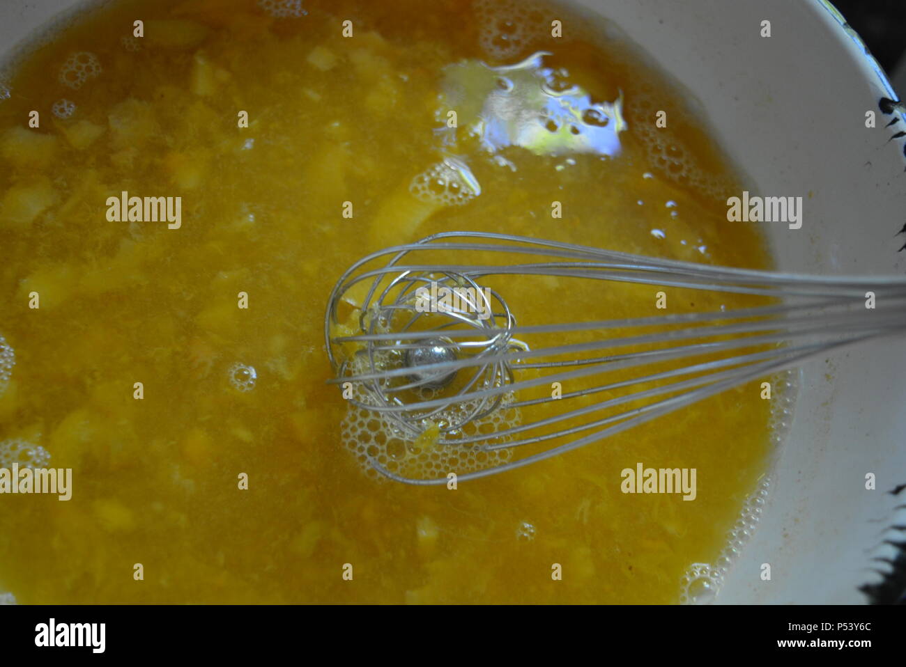 Food, cooking homemade meals, boiled peach slices, peach compote ...