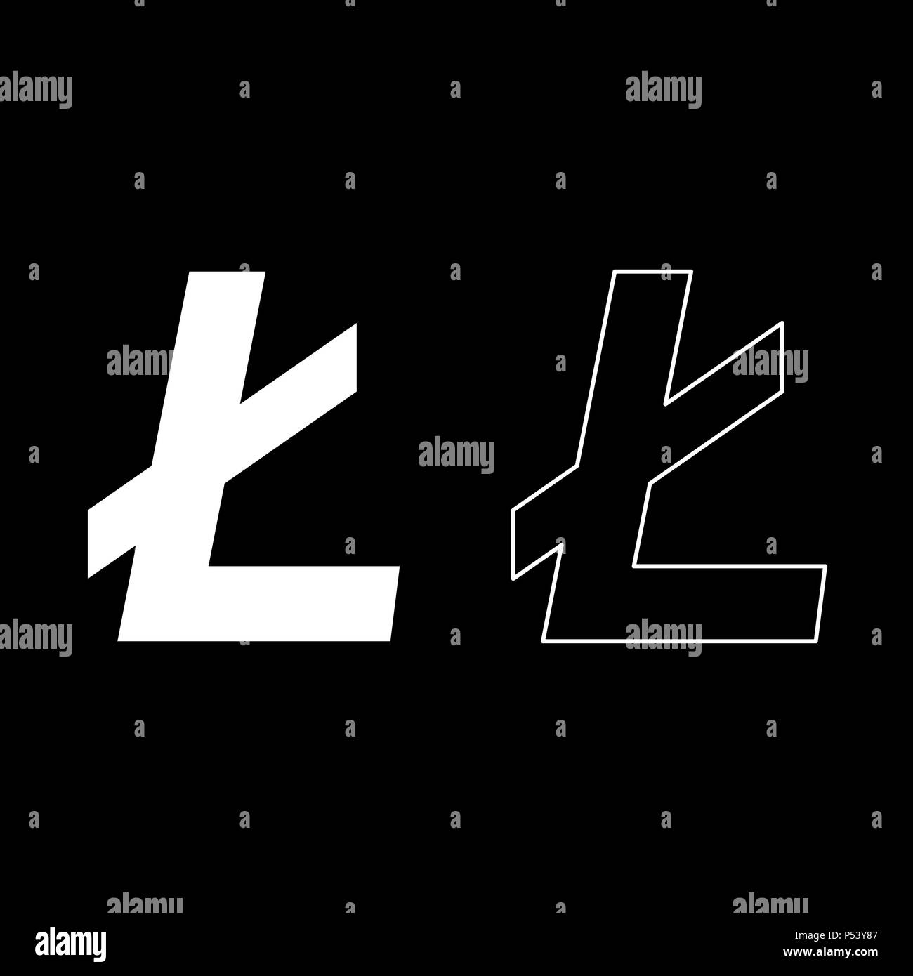 Litecoin icon set white color vector I flat style simple image Stock ...