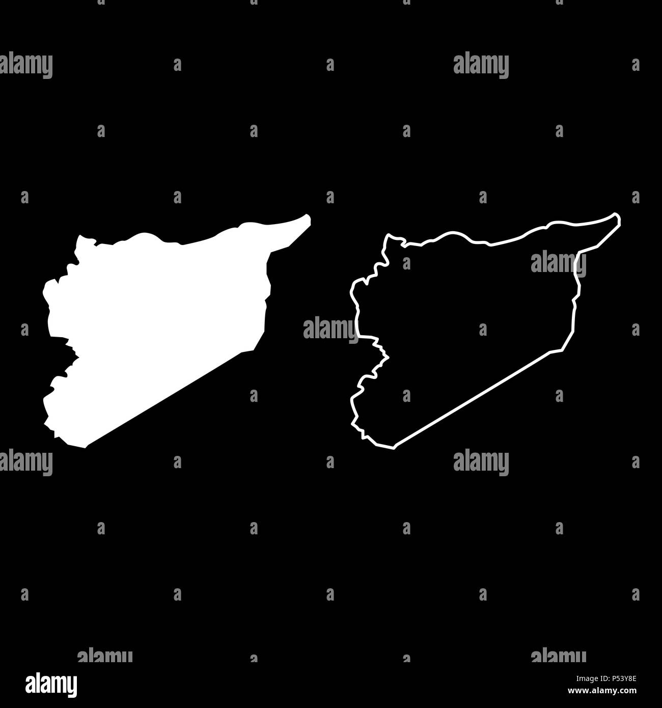 Map of Syria icon set white color vector I flat style simple image ...