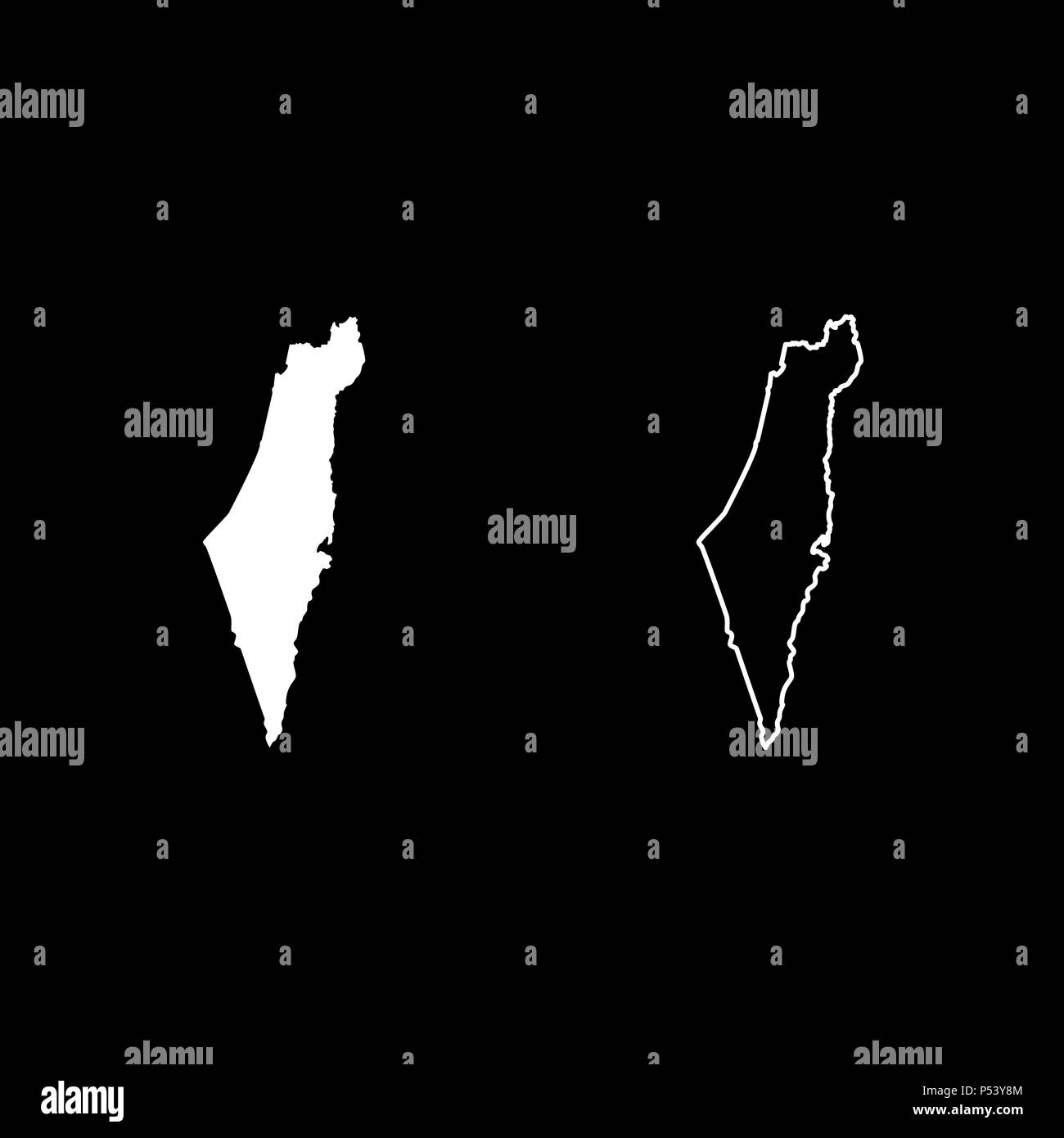 Map of Israel icon set white color vector I flat style simple image ...