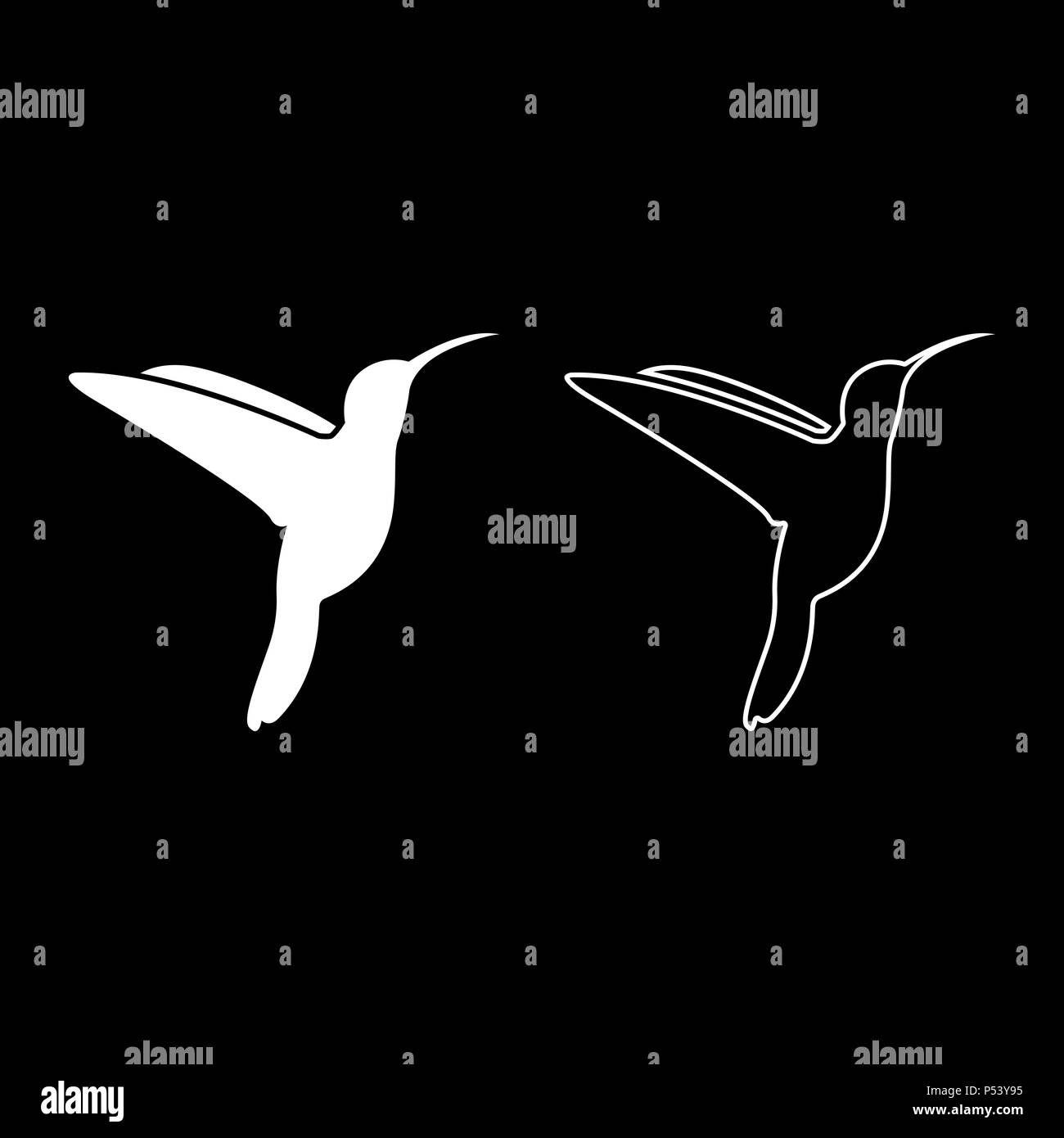 Hummingbird icon set white color vector I flat style simple image Stock ...