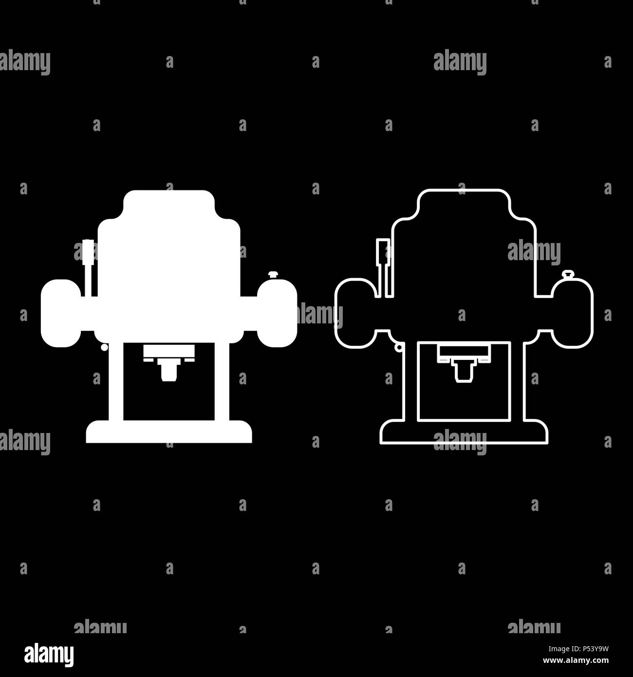 Milling cutter icon set white color vector I flat style simple image ...