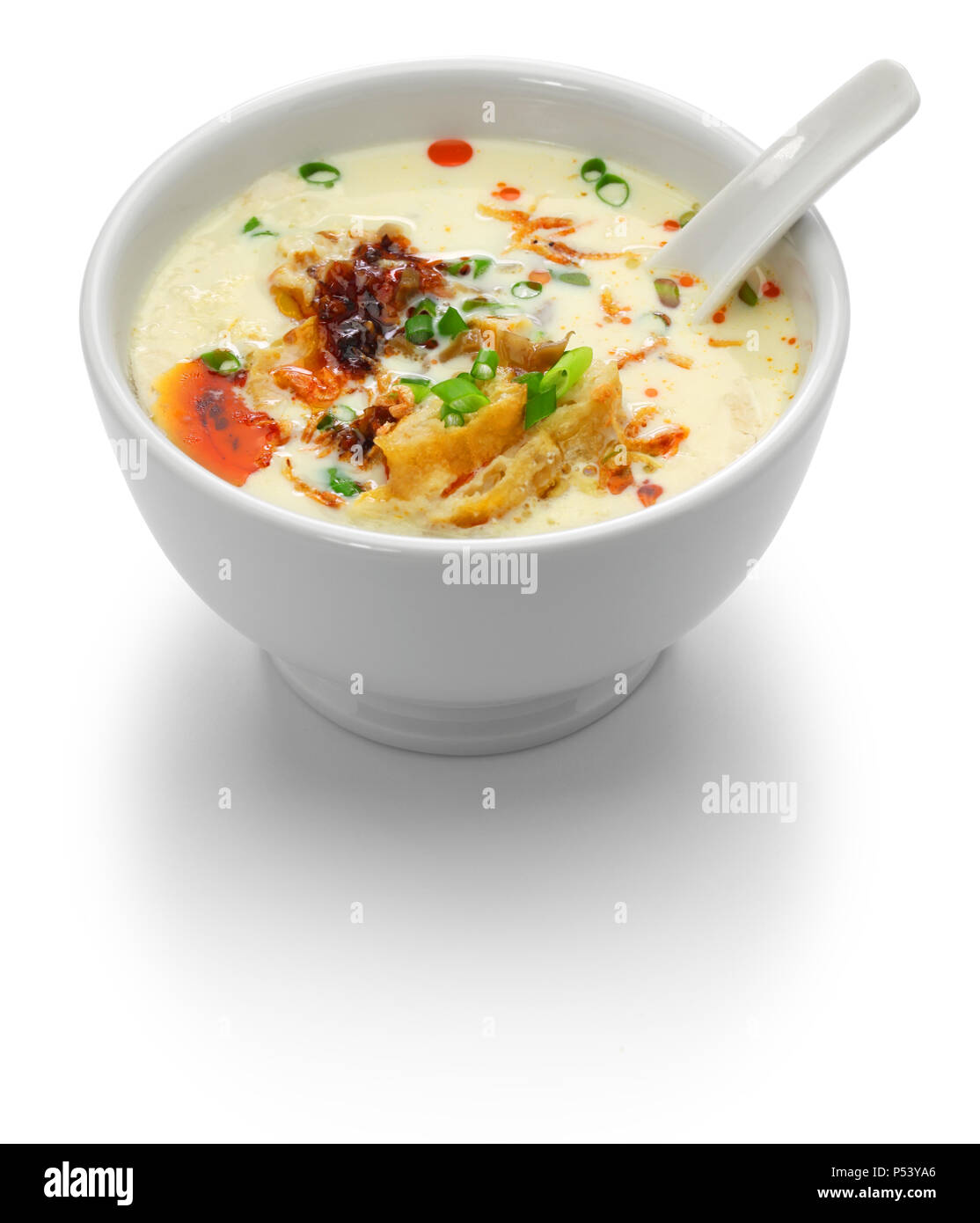soy milk soup, taiwanese breakfast isolated on white background Stock ...
