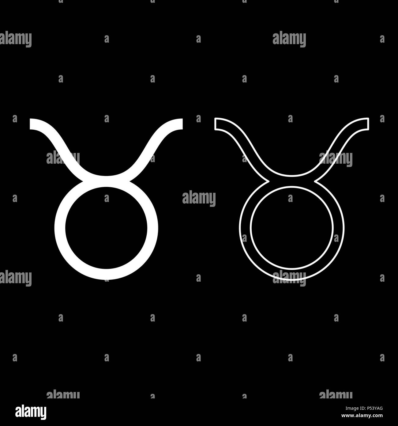 Taurus symbol icon set white color vector I flat style simple image ...
