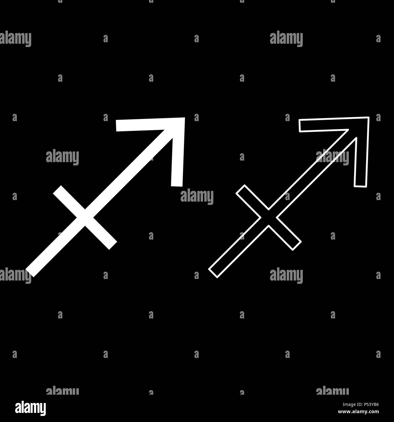 Sagittarius symbol zodiac icon set white color vector I flat style ...