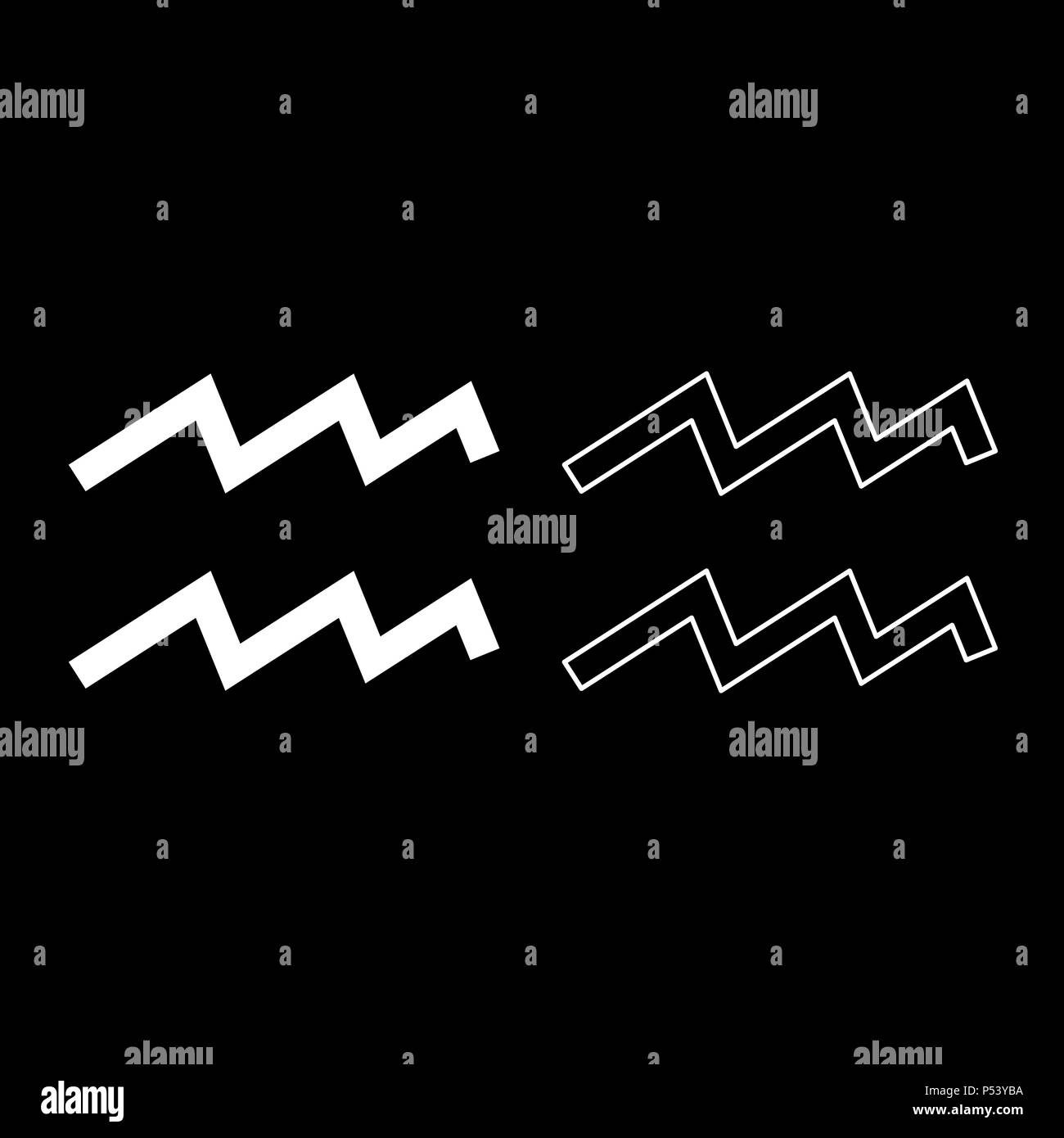 Aquarius symbol zodiac icon set white color vector I flat style simple ...